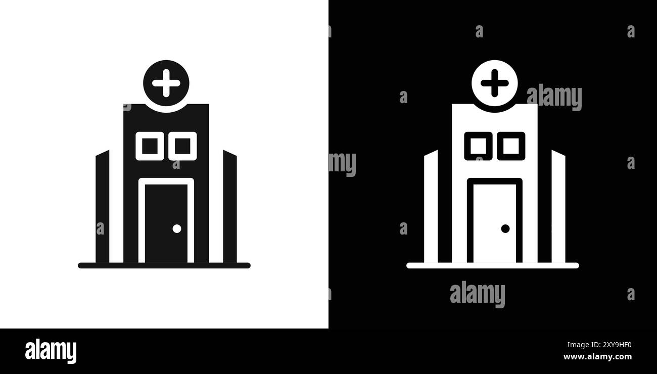 Hospital Building Icon logo sign vector outline in black and white ...
