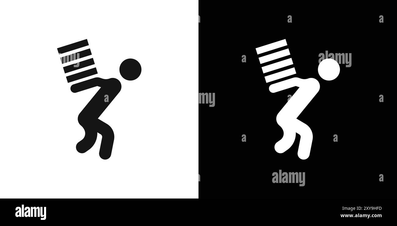 Heavy Burden Icon logo sign vector outline in black and white color ...