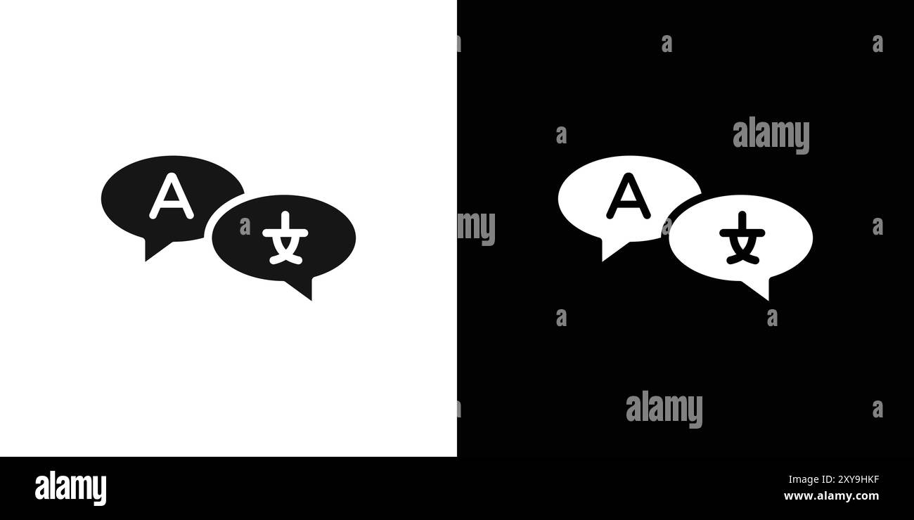 Language translation icon logo sign vector outline in black and white ...