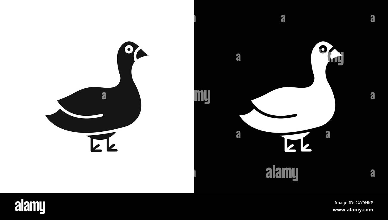Goose icon logo sign vector outline in black and white color Stock ...