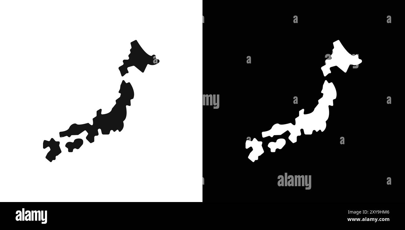 Japan map icon logo sign vector outline in black and white color Stock ...