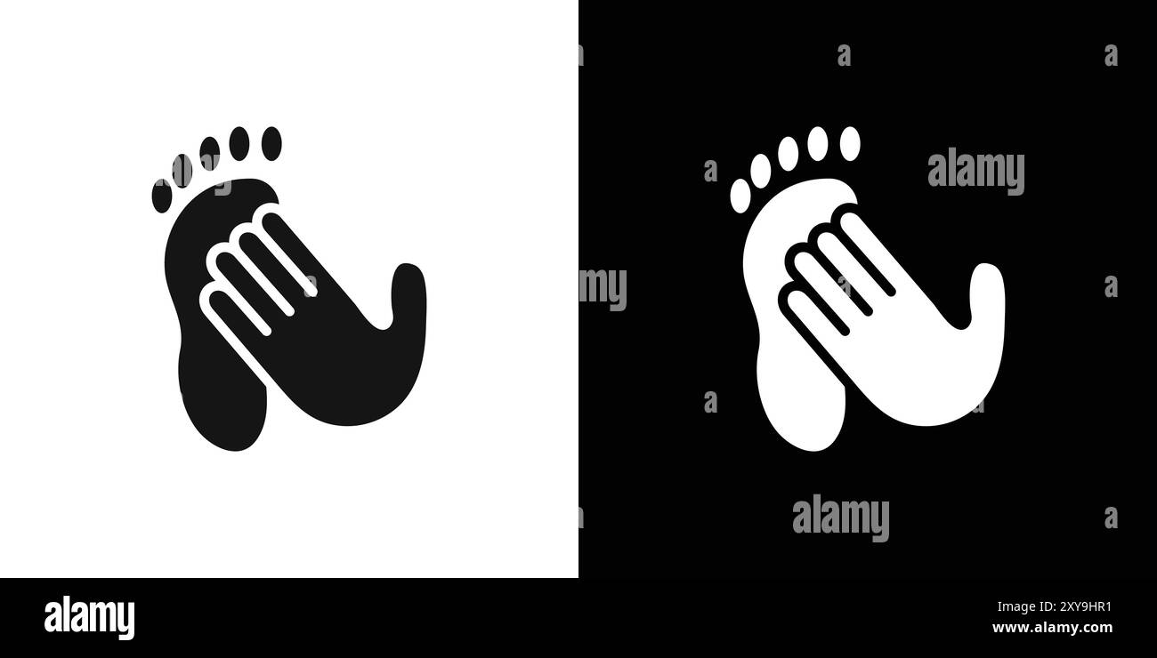 hand and foot icon logo sign vector outline in black and white color ...
