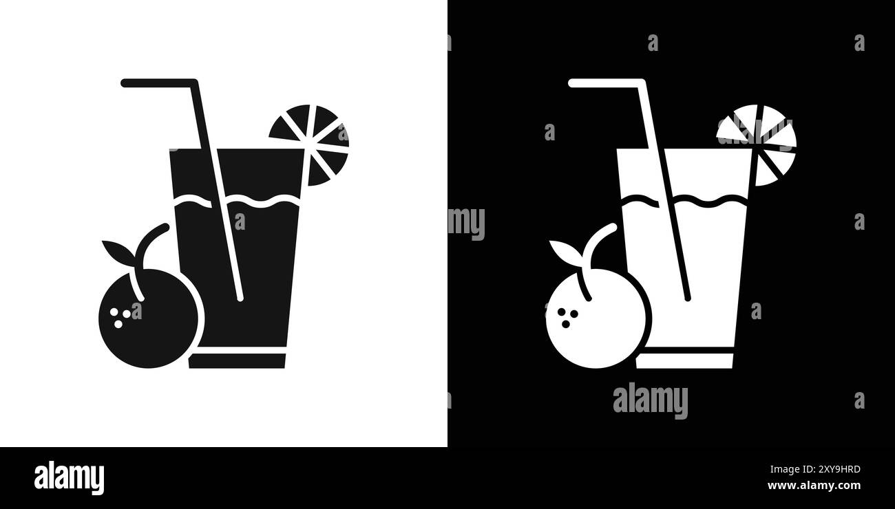 Fruit juice icon logo sign vector outline in black and white color ...
