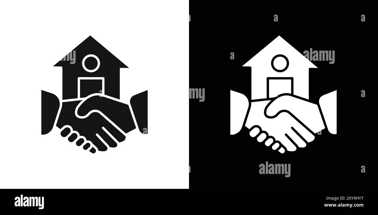 hands home deal icon logo sign vector outline in black and white color ...