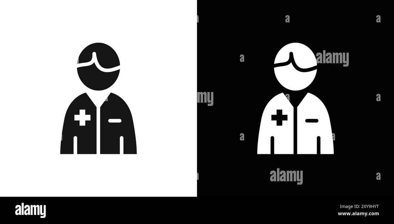 Hospital receptionist icon logo sign vector outline in black and white ...