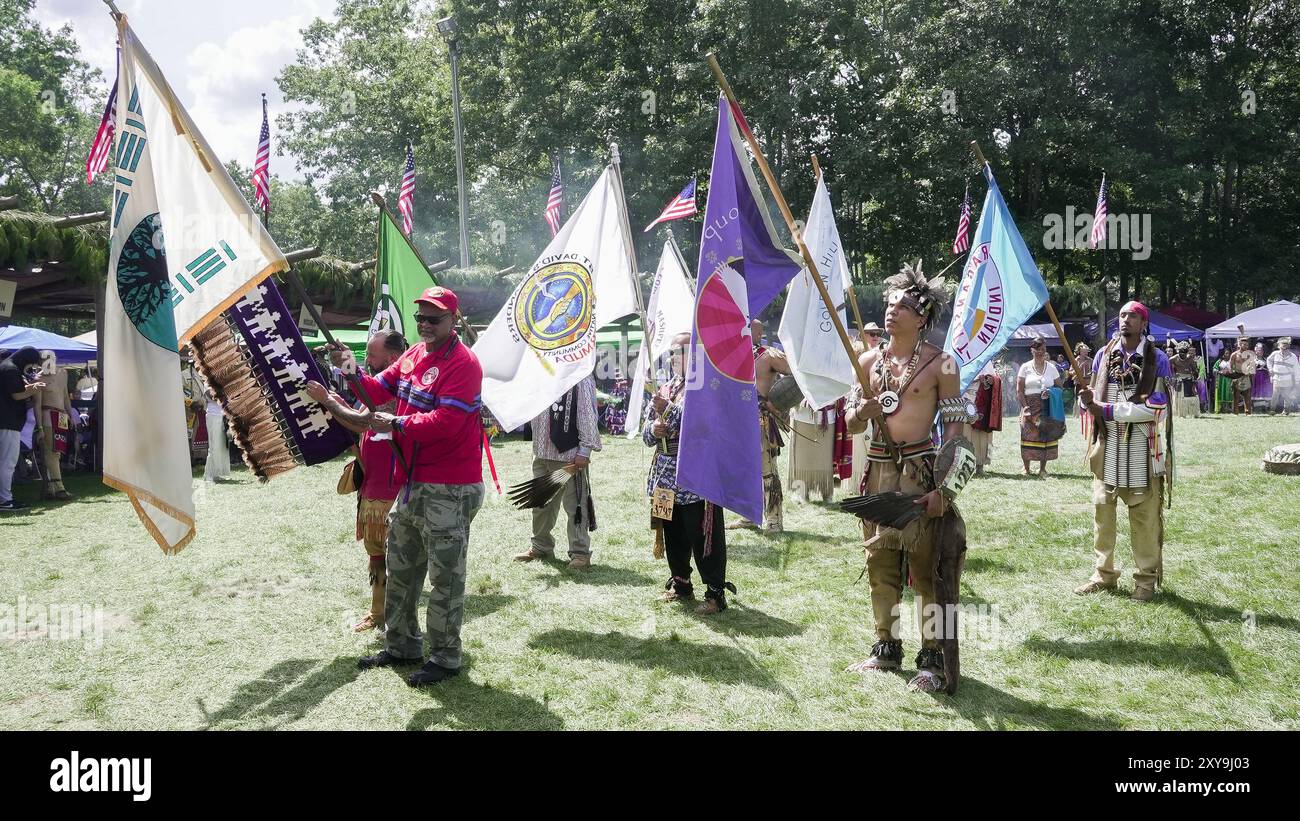 MASHANTUCKET, CT, USA -AUGUST 24, 2024: Opening ceremony at Schemitzun ...