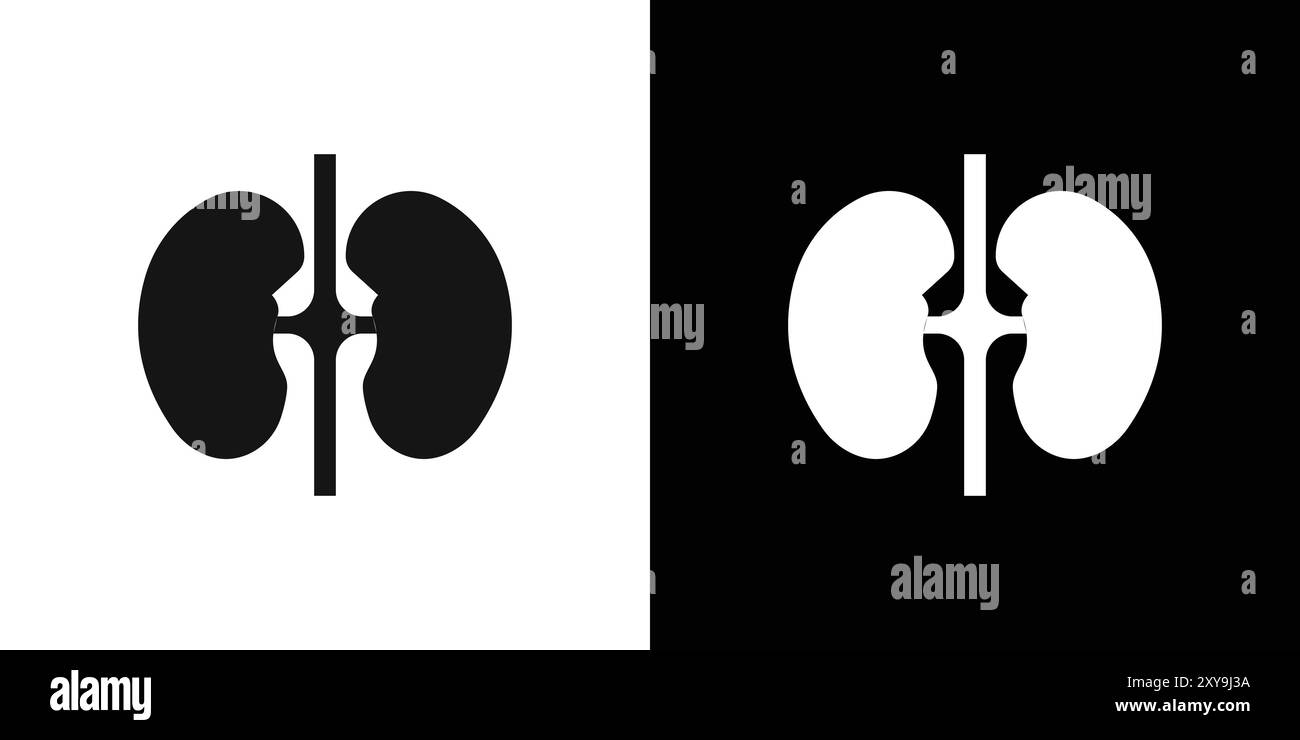 kidney icon logo sign vector outline in black and white color Stock ...