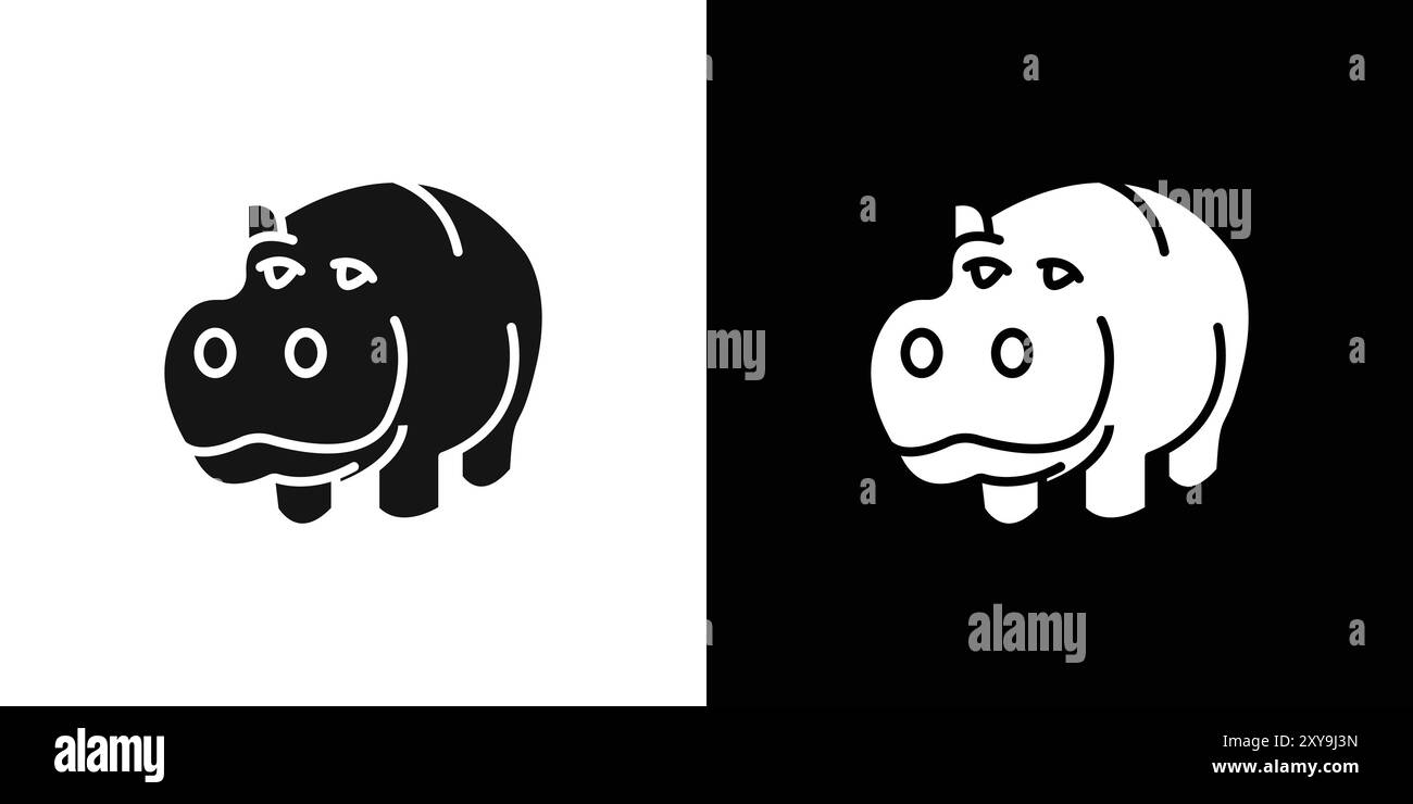 Cartoon hippo outline Stock Vector Images - Alamy