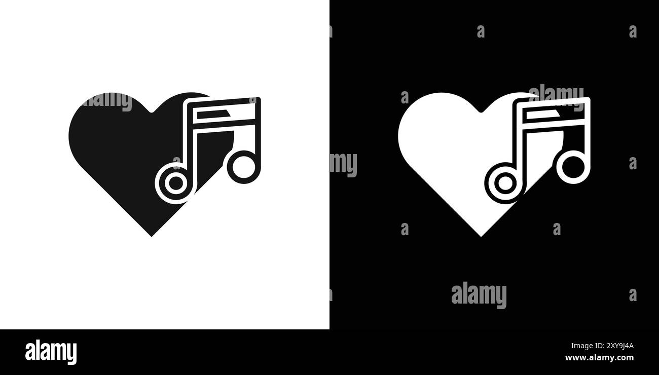 Music note heart love icon Black and White Stock Photos & Images - Alamy