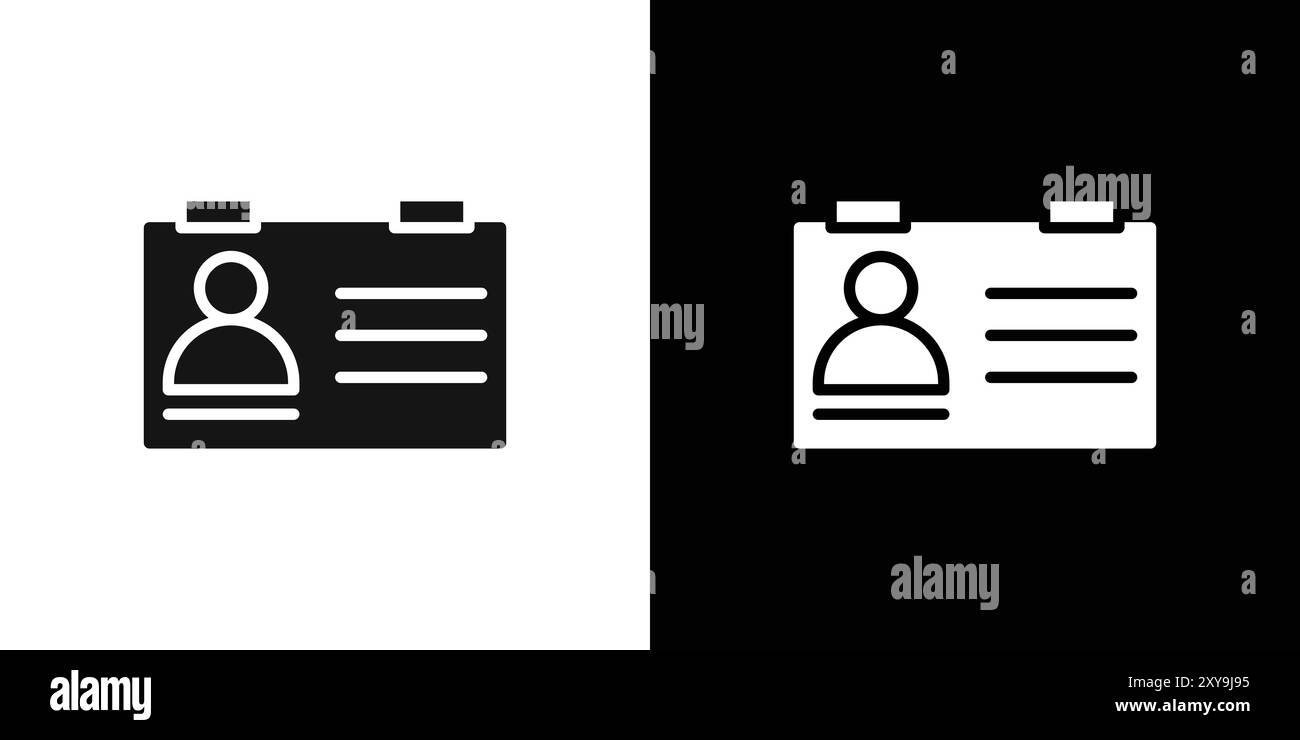 Id card icon logo sign vector outline in black and white color Stock ...