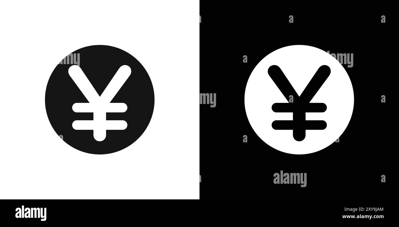 Japanese yen currency icon logo sign vector outline in black and white ...