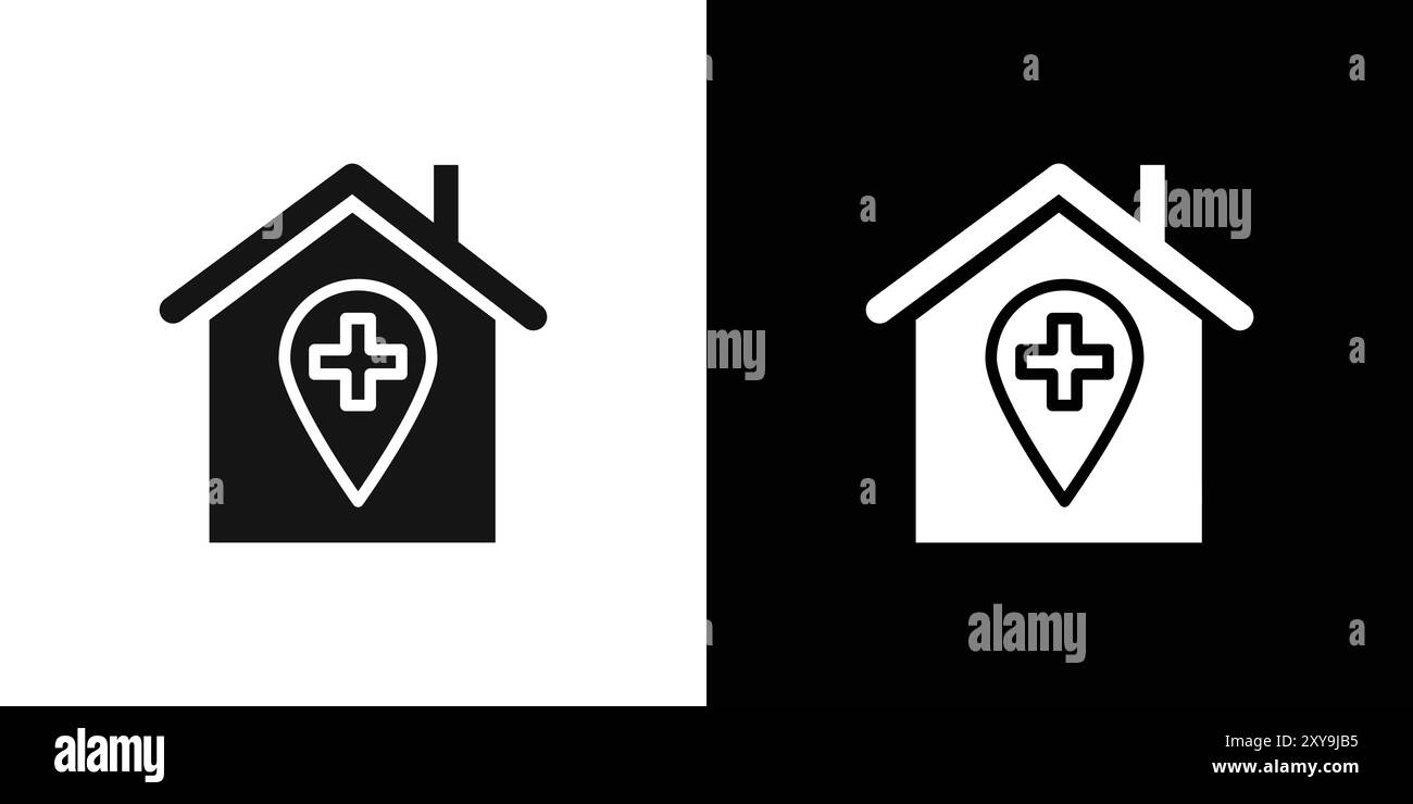 hospital icon logo sign vector outline in black and white color Stock ...