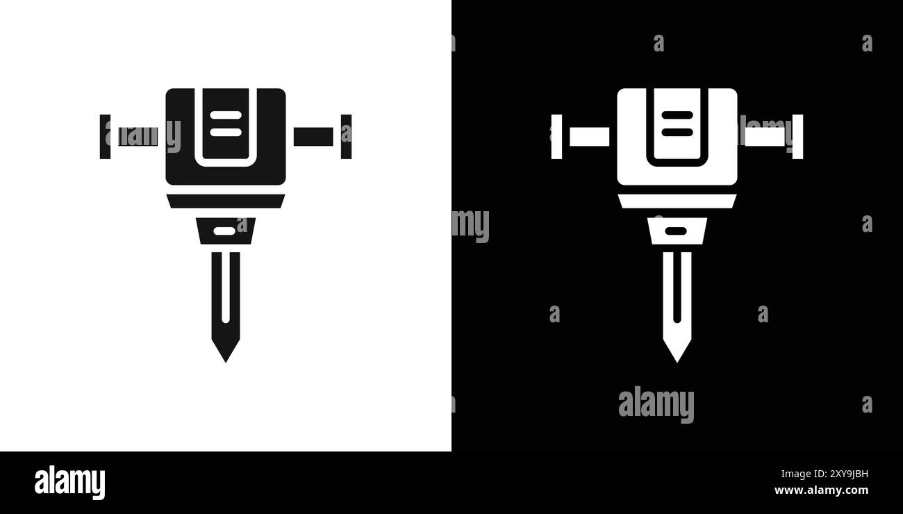 jack hammer icon logo sign vector outline in black and white color ...