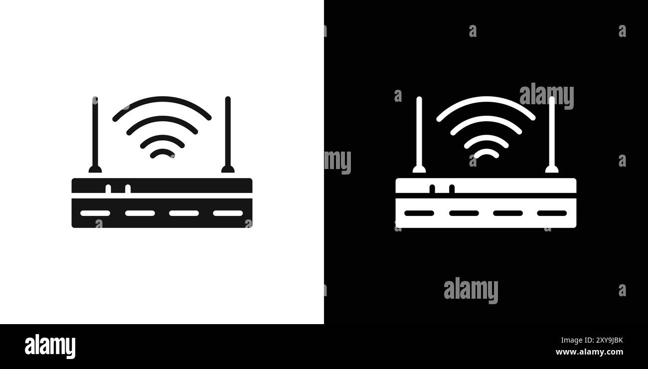 internet router icon logo sign vector outline in black and white color ...