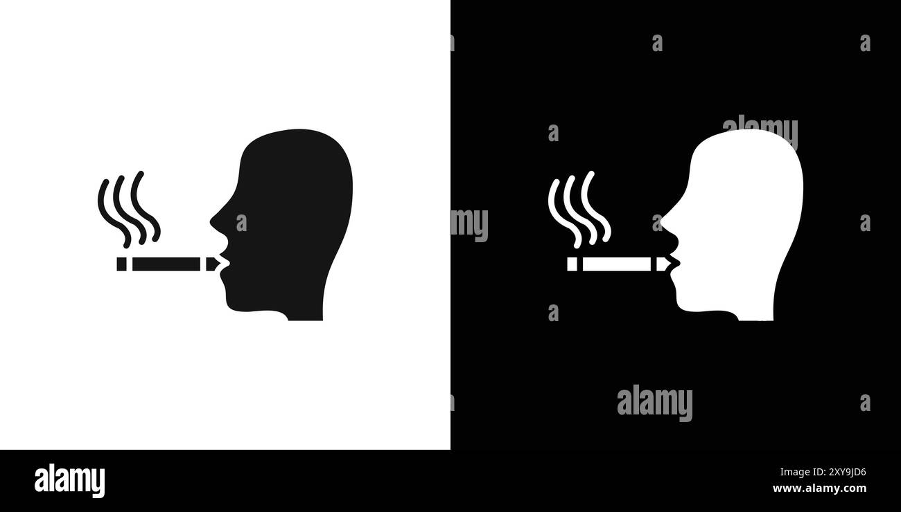 man smoking cigarette icon logo sign vector outline in black and white ...