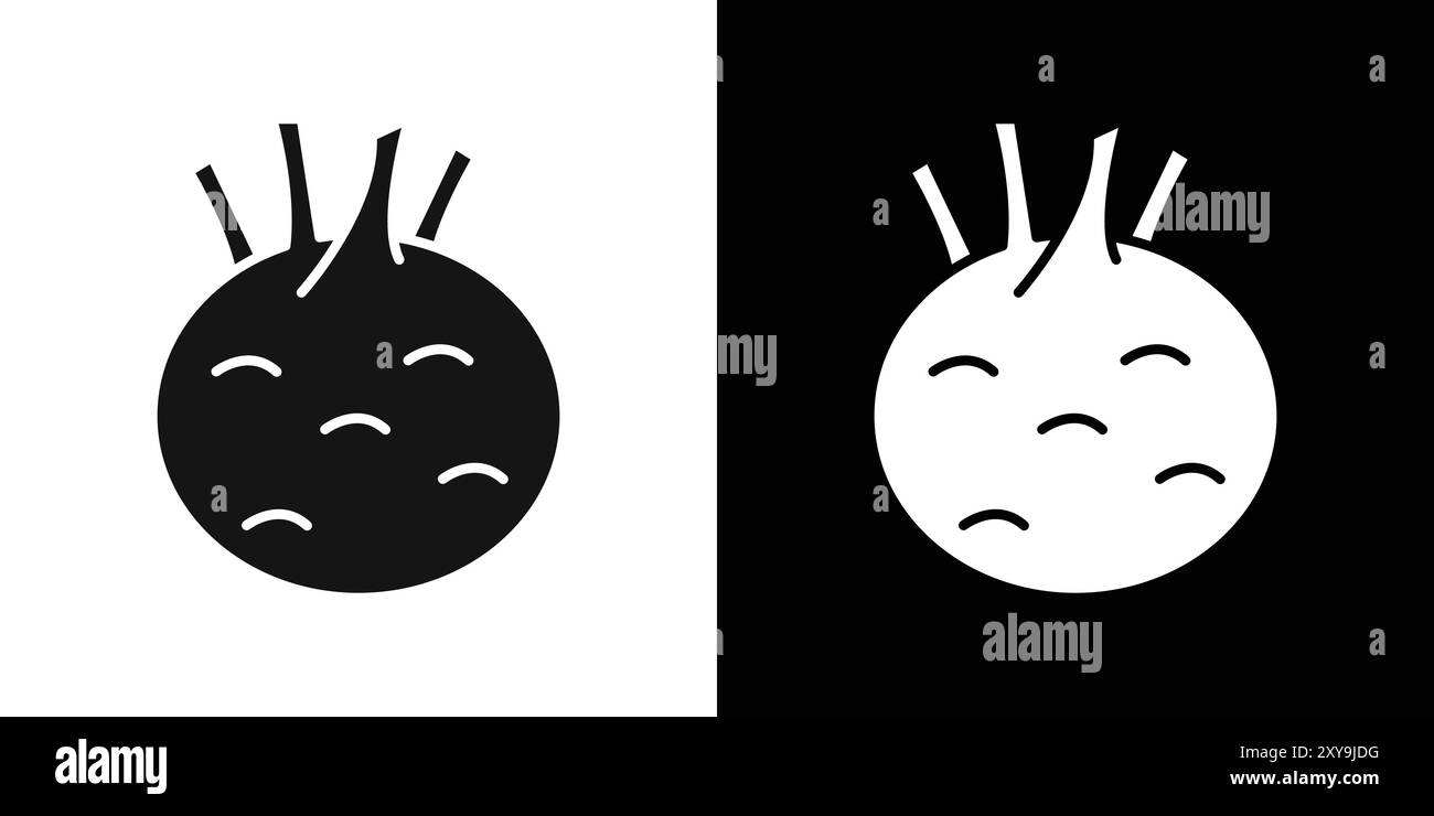 kohlrabi icon logo sign vector outline in black and white color Stock ...