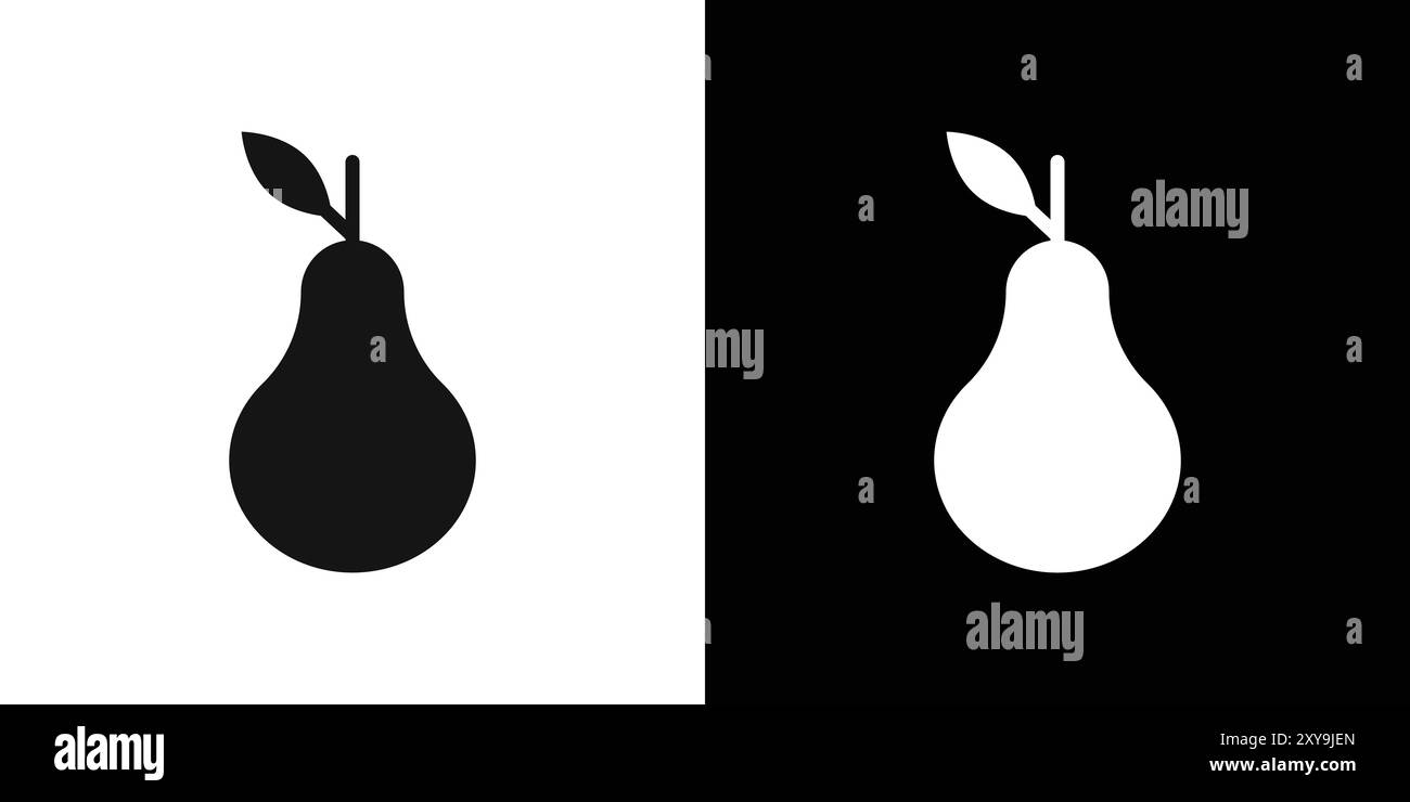 Pear icon logo sign vector outline in black and white color Stock ...