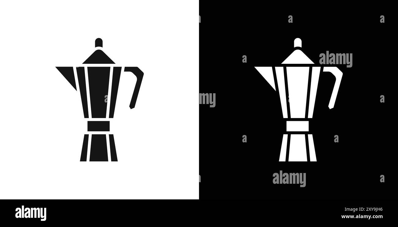 moka pot icon logo sign vector outline in black and white color Stock ...