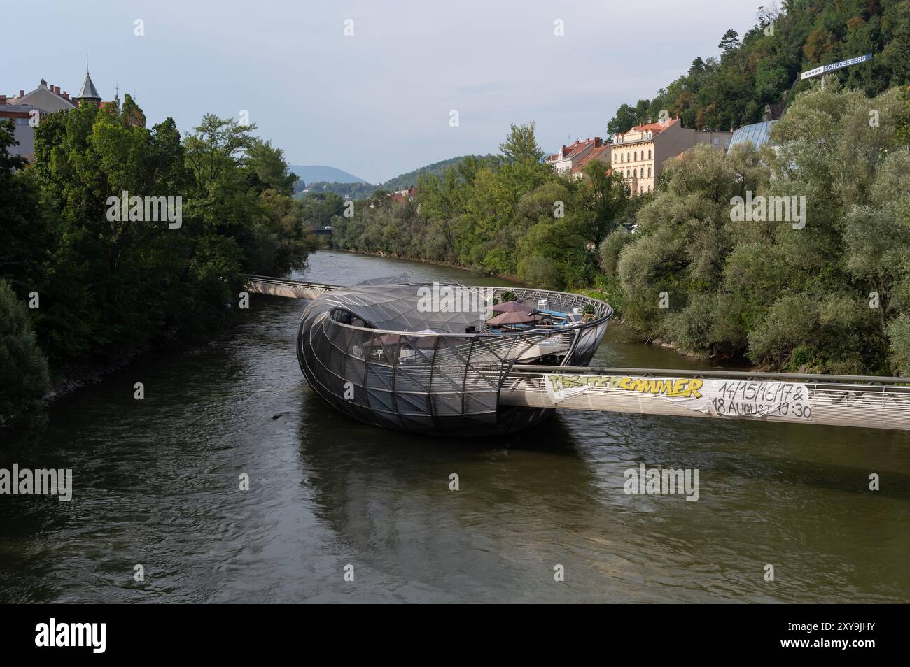 Graz, Austria (16th August 2024) - The Murinsel, an artificial island ...