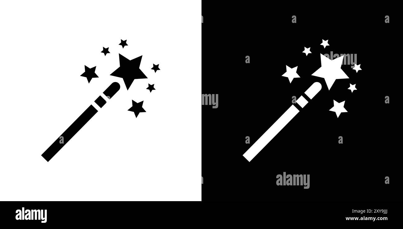 Magic wand icon logo sign vector outline in black and white color Stock ...