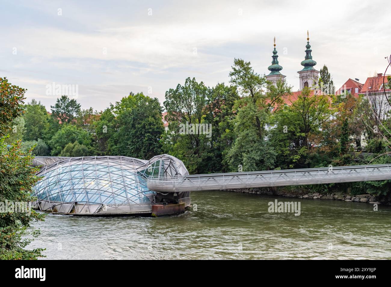 Graz, Austria (16th August 2024) - The Murinsel, an artificial island ...
