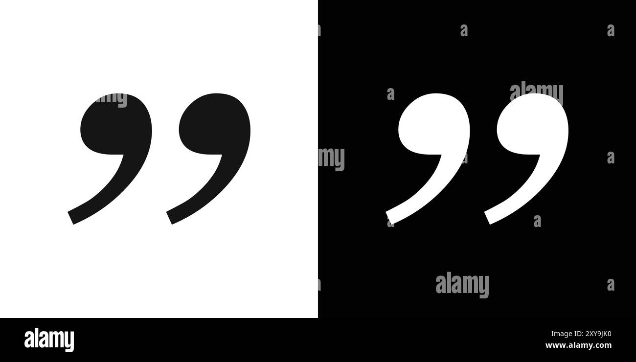 Quote icon logo sign vector outline in black and white color Stock ...