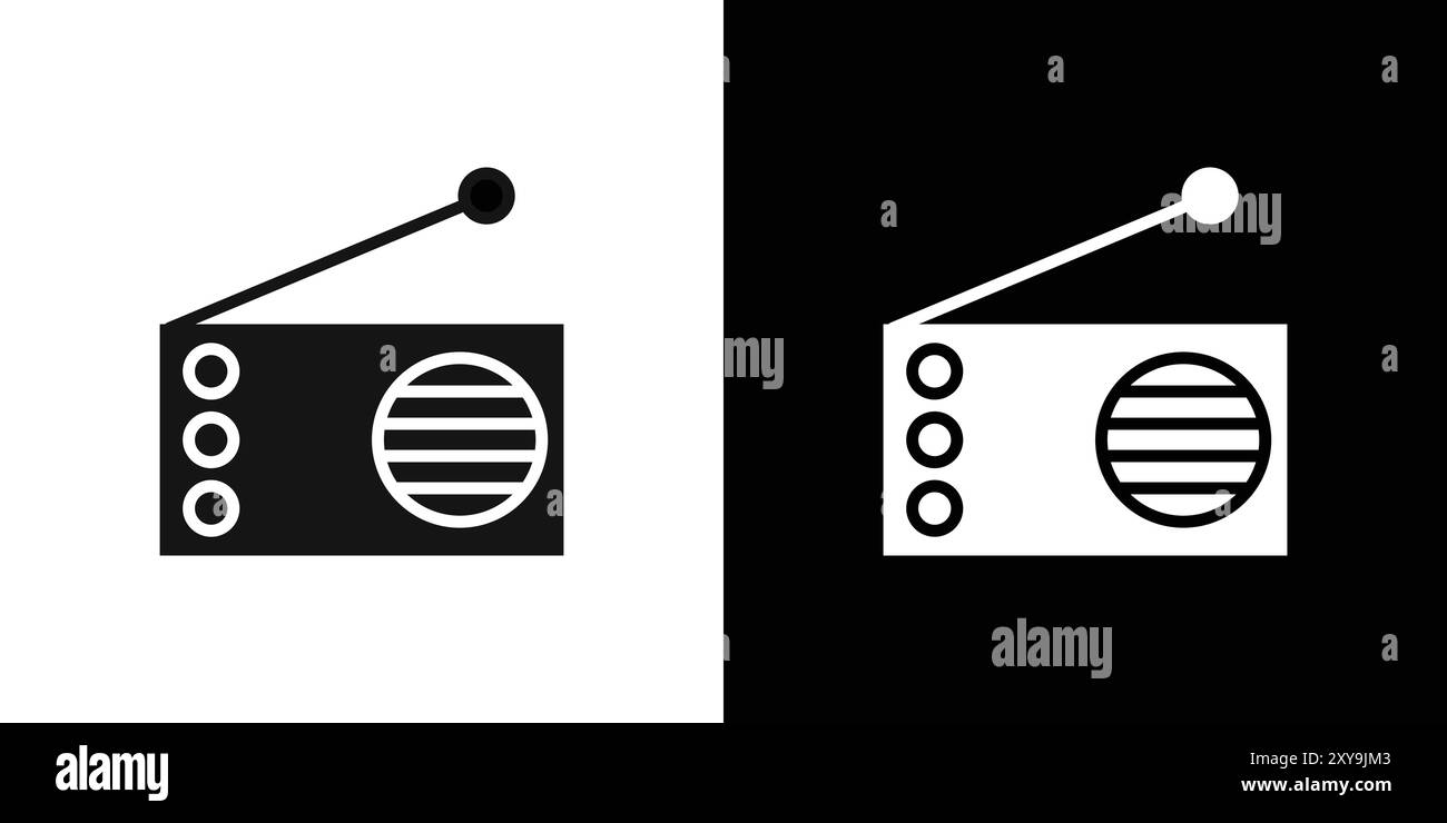 radio icon logo sign vector outline in black and white color Stock ...