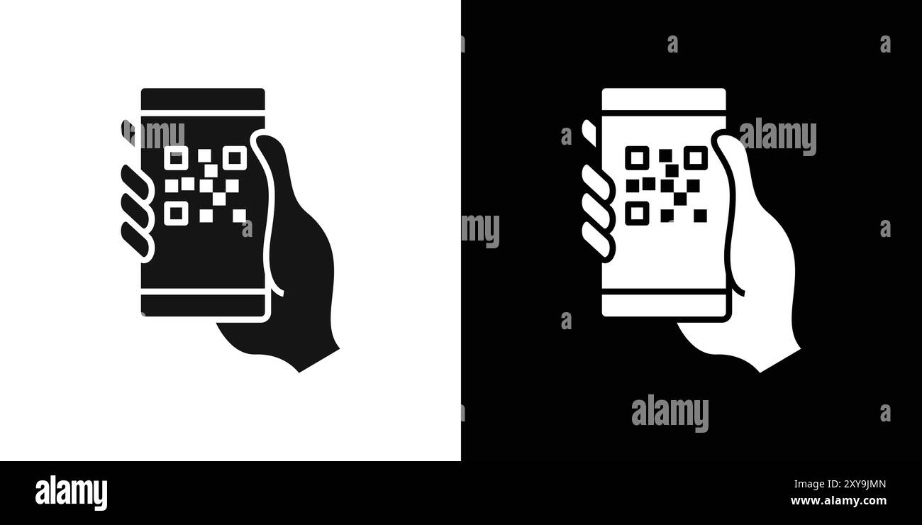 Qr Code Scanning Icon Logo Sign Vector Outline In Black And White Color Stock Vector Image And Art