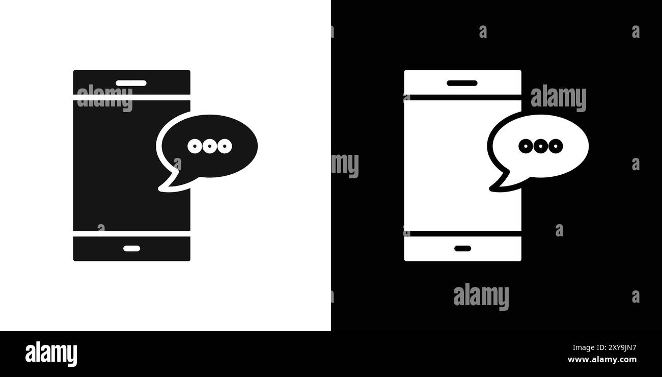 Message phone icon logo sign vector outline in black and white color ...