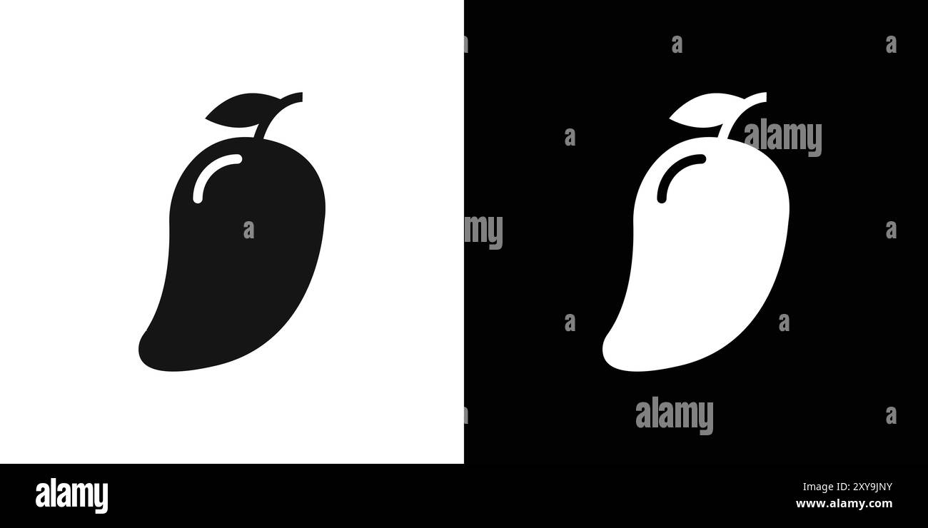 Mango icon logo sign vector outline in black and white color Stock ...