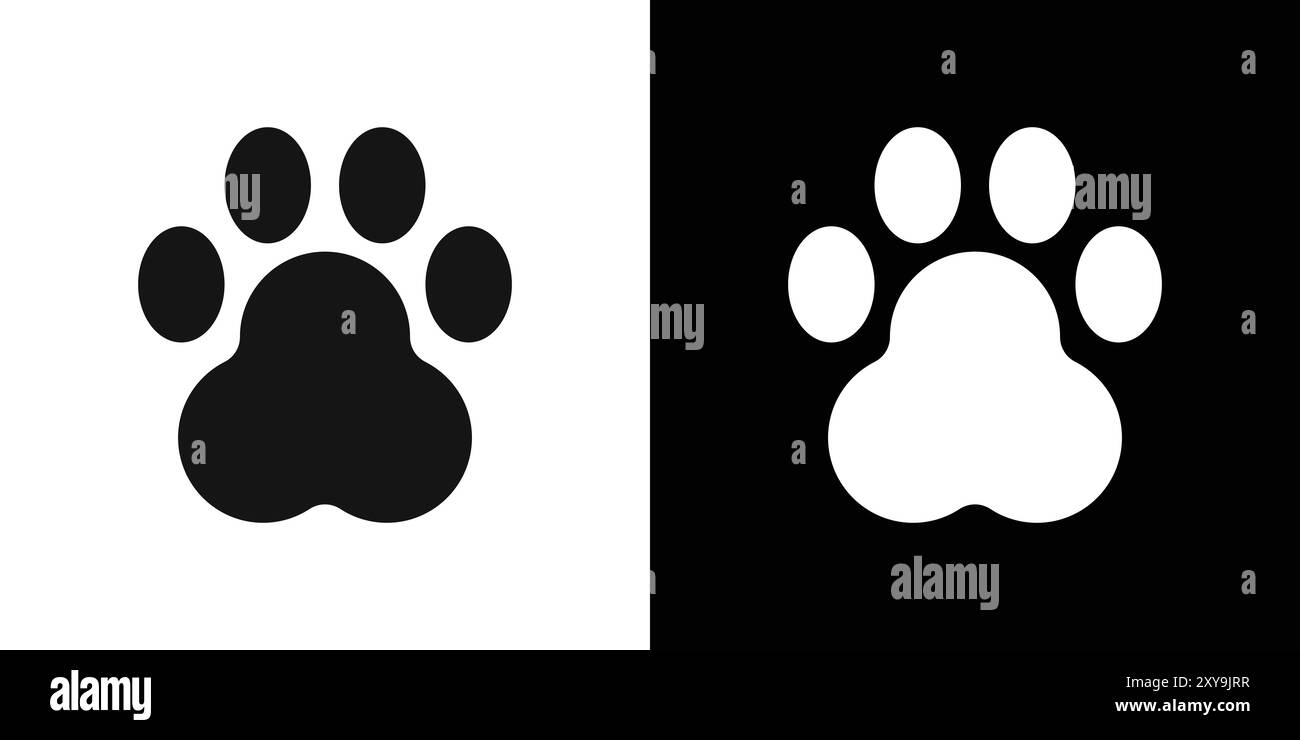 Paw Print icon logo sign vector outline in black and white color Stock ...