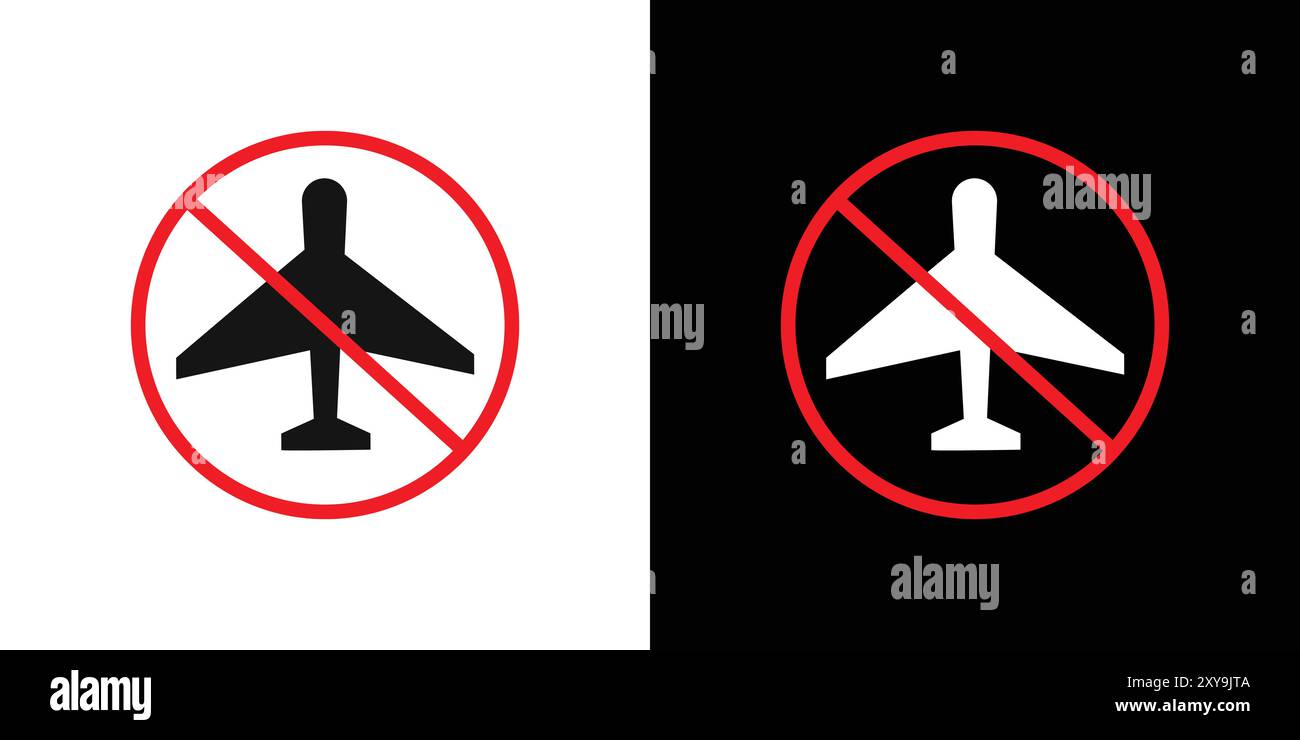 no flight or fly zone icon logo sign vector outline in black and white ...