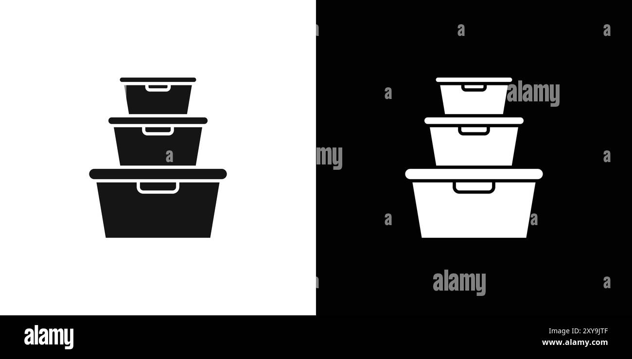 plastic Food container icon logo sign vector outline in black and white ...