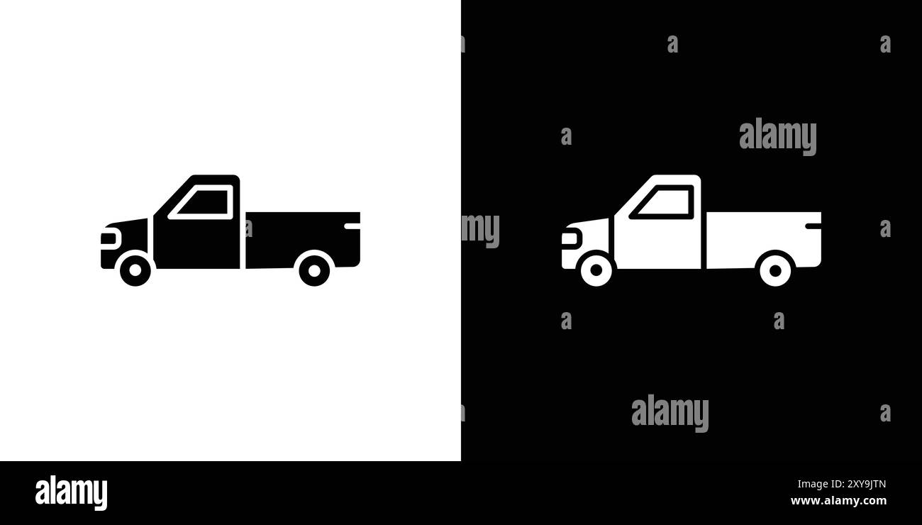 Pickup truck icon logo sign vector outline in black and white color ...