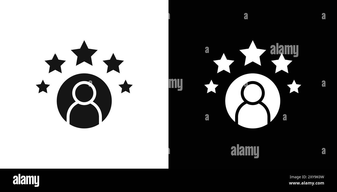 Rating employee icon logo sign vector outline in black and white color ...