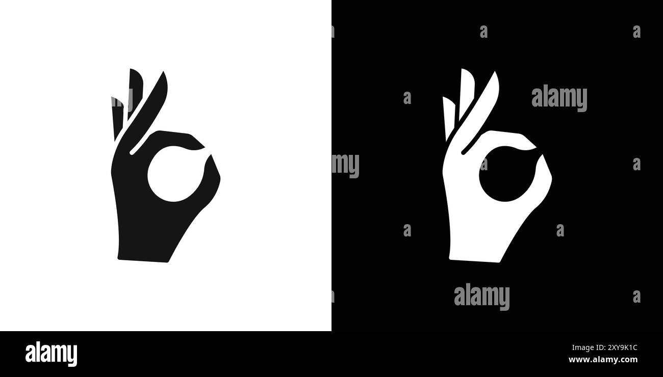 OK gesture icon logo sign vector outline in black and white color Stock ...