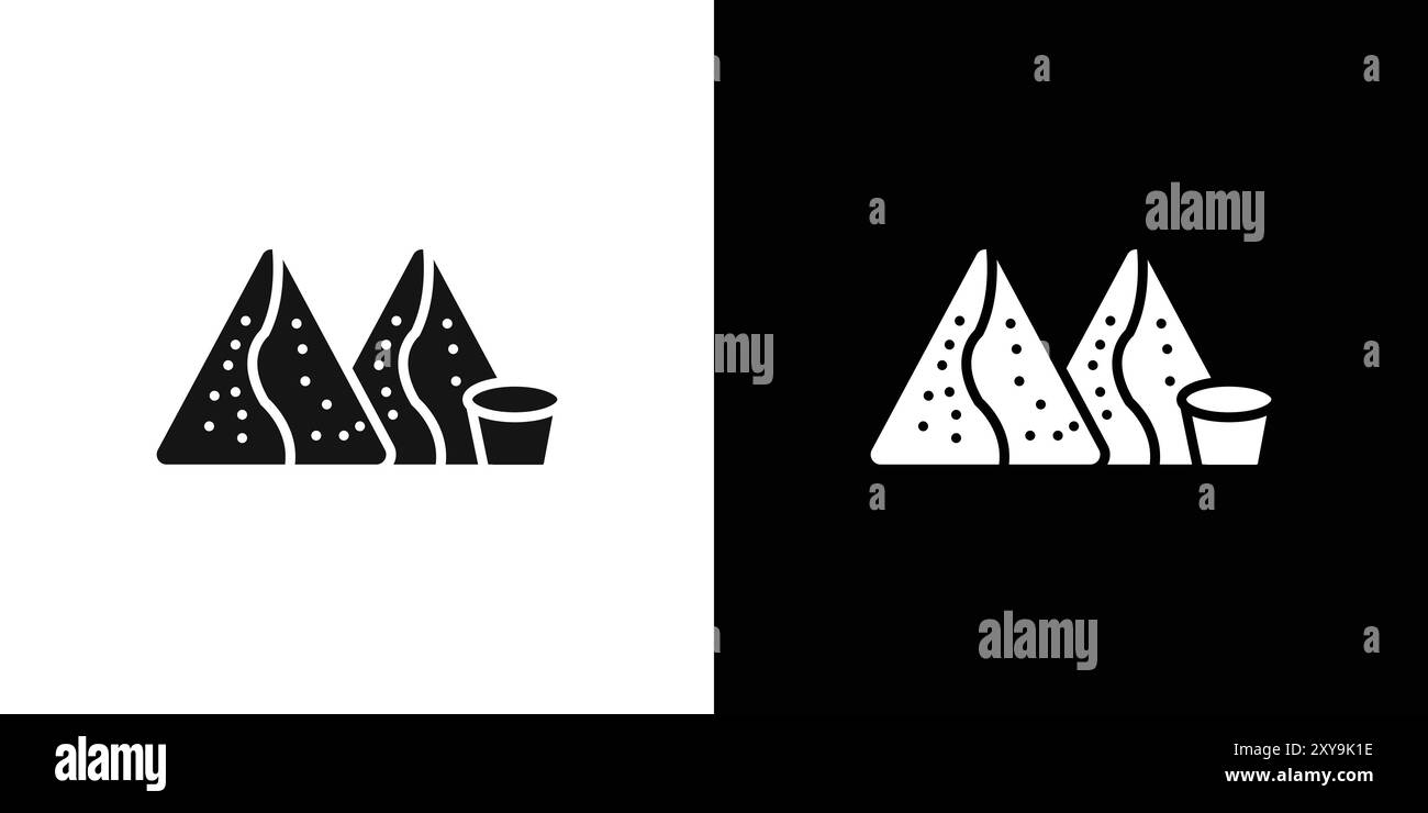samosa icon logo sign vector outline in black and white color Stock ...