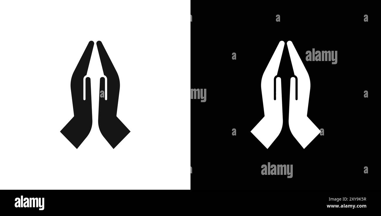 Pray icon logo sign vector outline in black and white color Stock ...