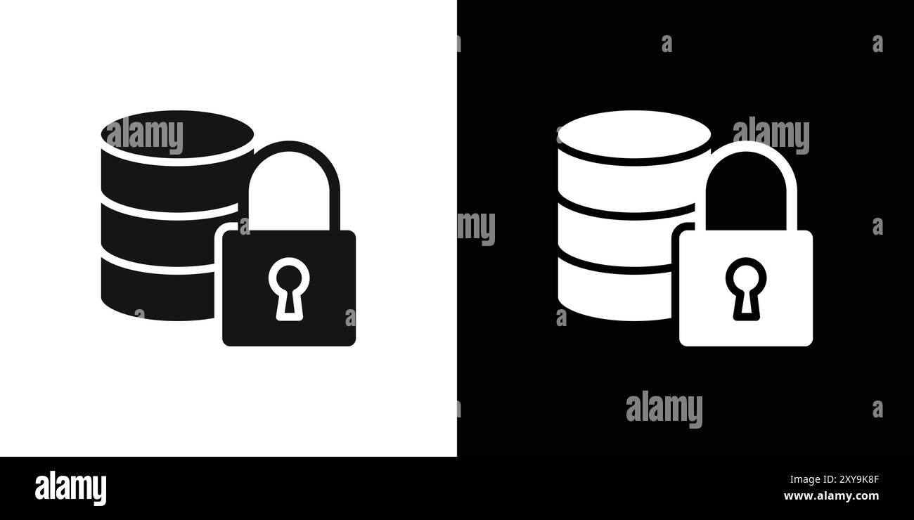 Secure Data base icon logo sign vector outline in black and white color Stock Vector Image & Art ...
