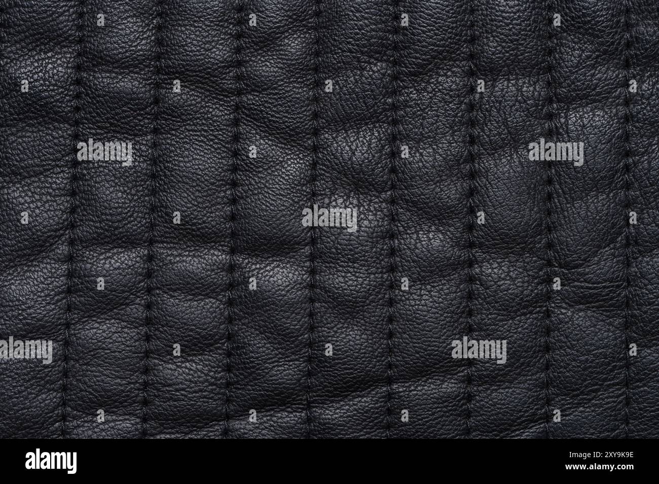 Black soft leather texture with stitches macro close up view Stock ...