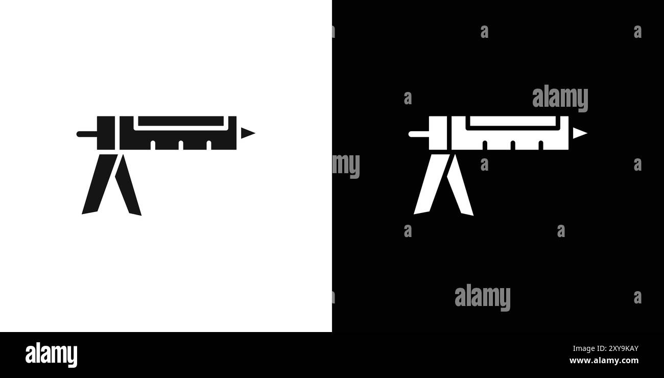 Sealant Gun Icon Logo Sign Vector Outline In Black And White Color