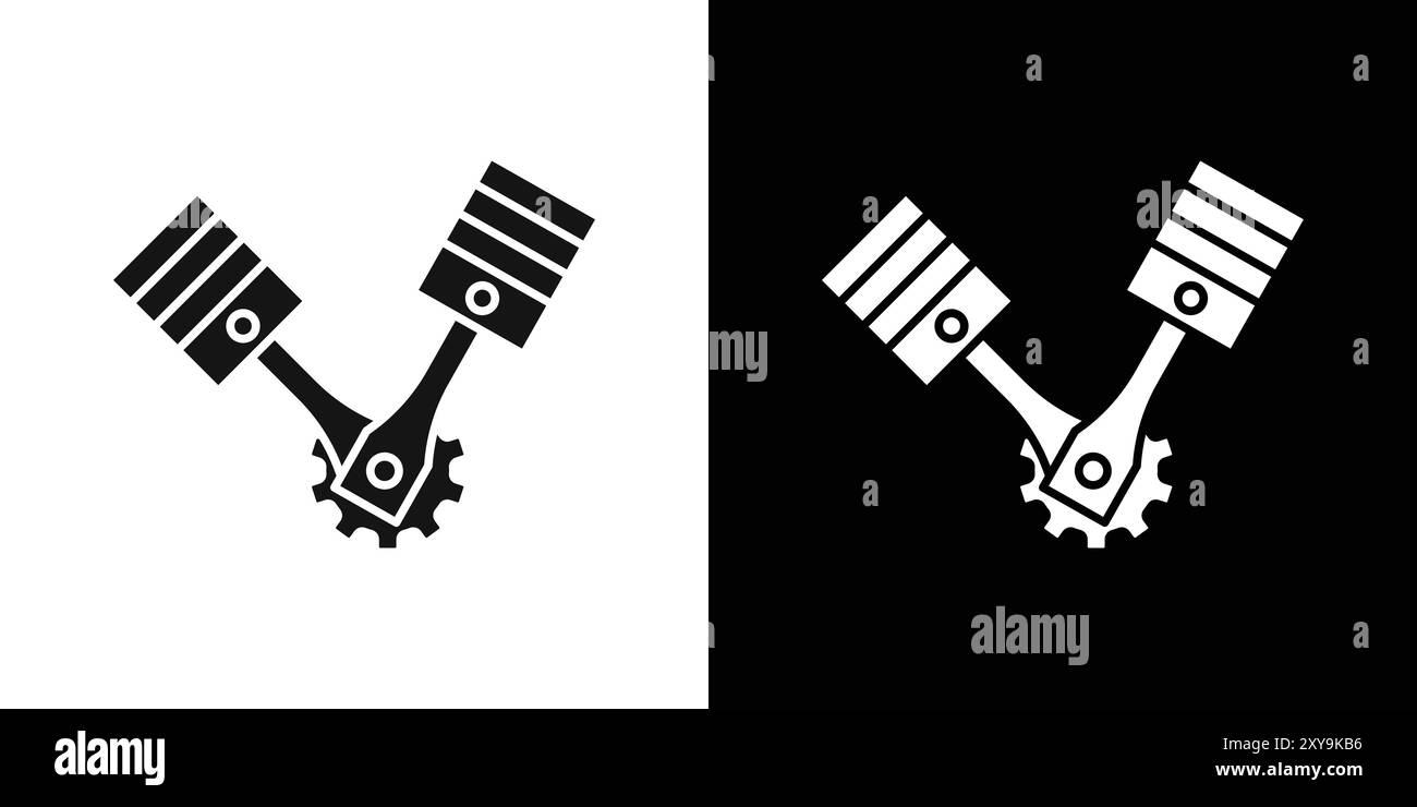 piston icon logo sign vector outline in black and white color Stock ...