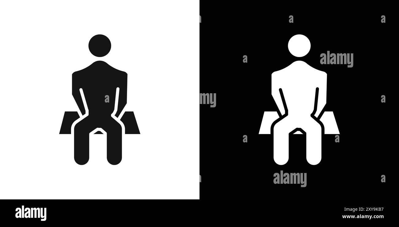 sitting icon logo sign vector outline in black and white color Stock ...