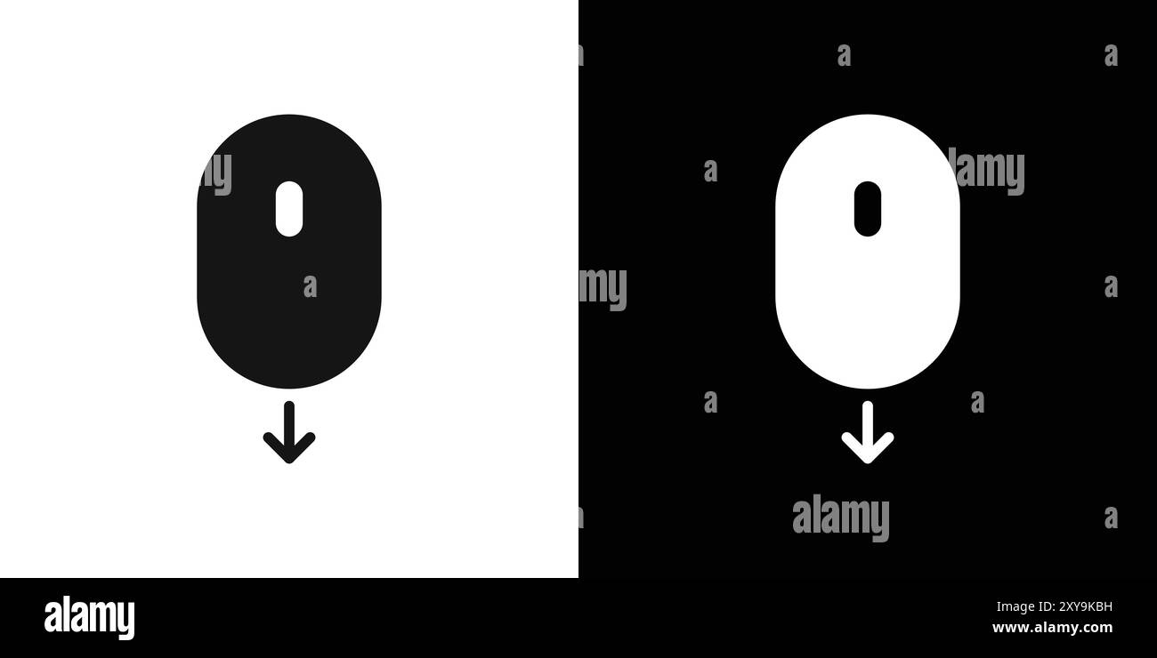 Scroll down icon logo sign vector outline in black and white color ...