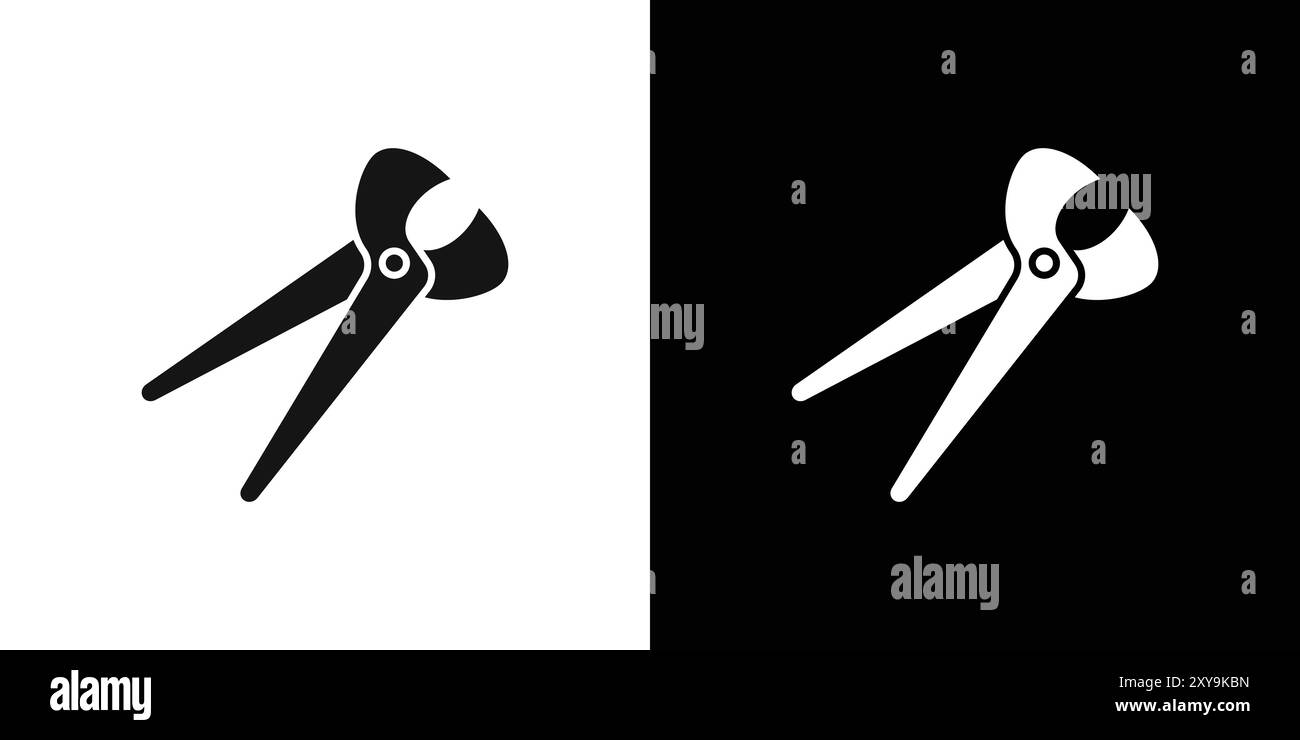 Steel nippers tool icon logo sign vector outline in black and white ...