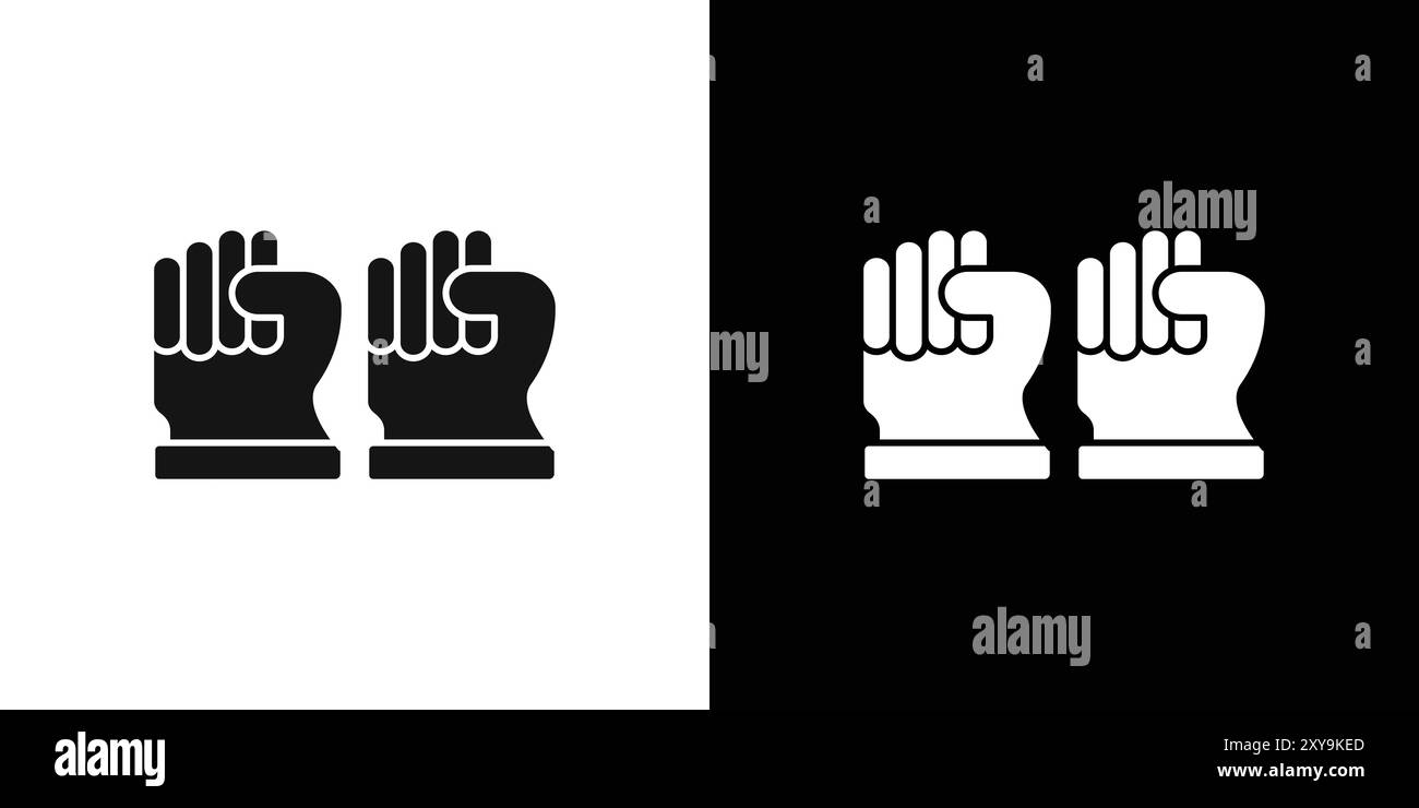 raised fists icon logo sign vector outline in black and white color ...