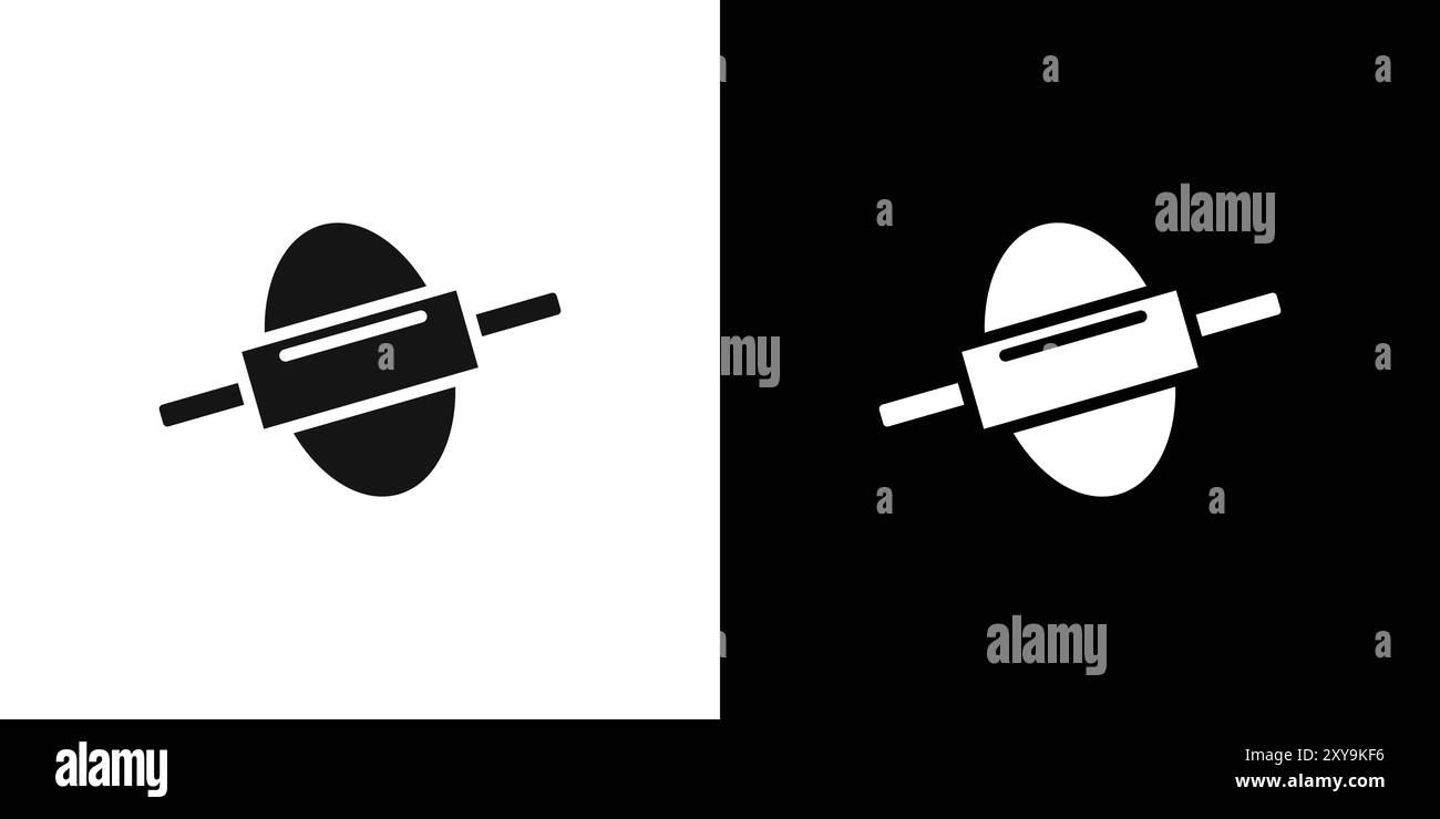 Rolling pin icon logo sign vector outline in black and white color ...