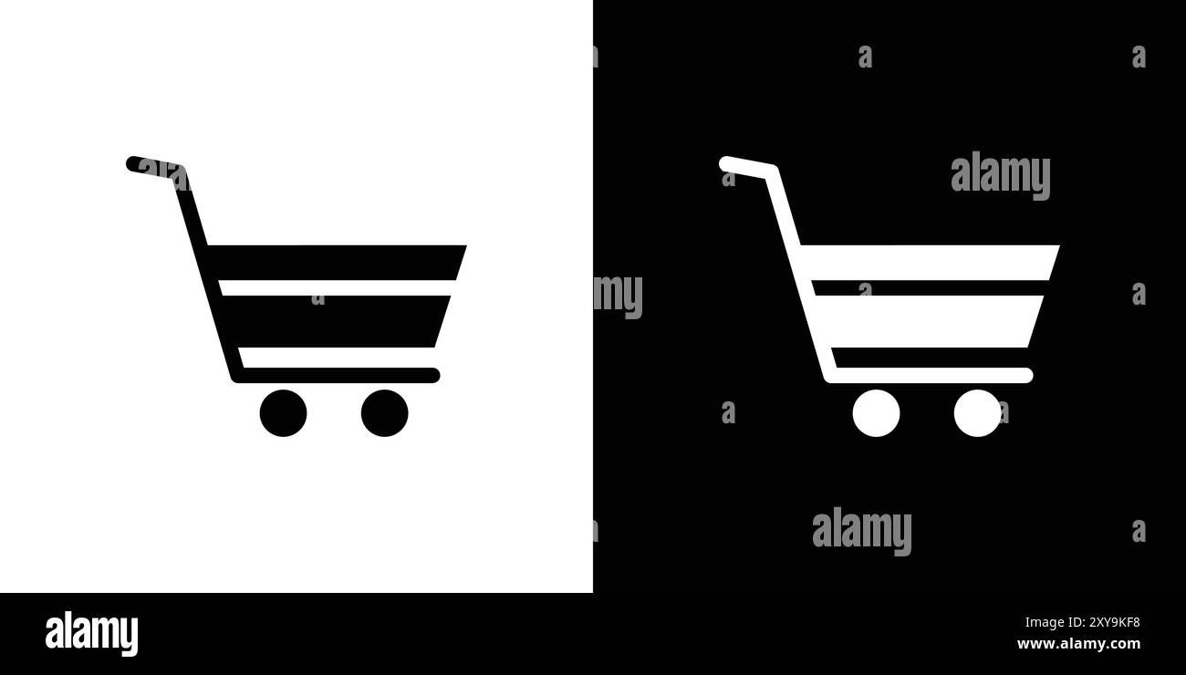 Shopping Cart icon logo sign vector outline in black and white color ...