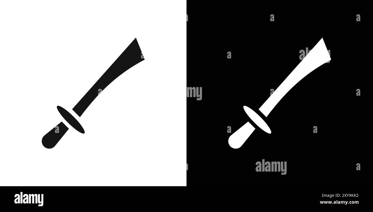 samurai sword icon logo sign vector outline in black and white color ...