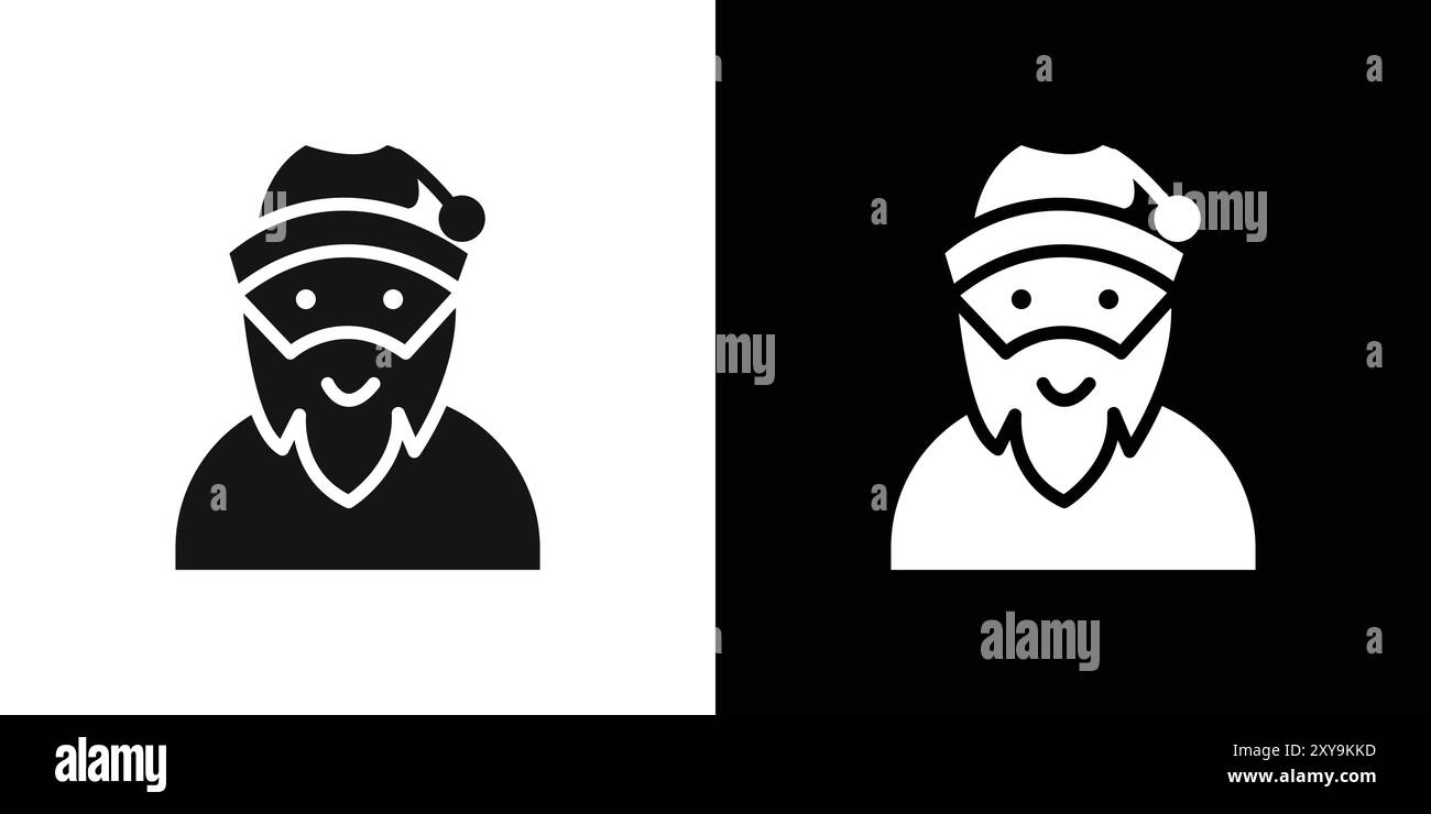 Santa Claus icon logo sign vector outline in black and white color ...